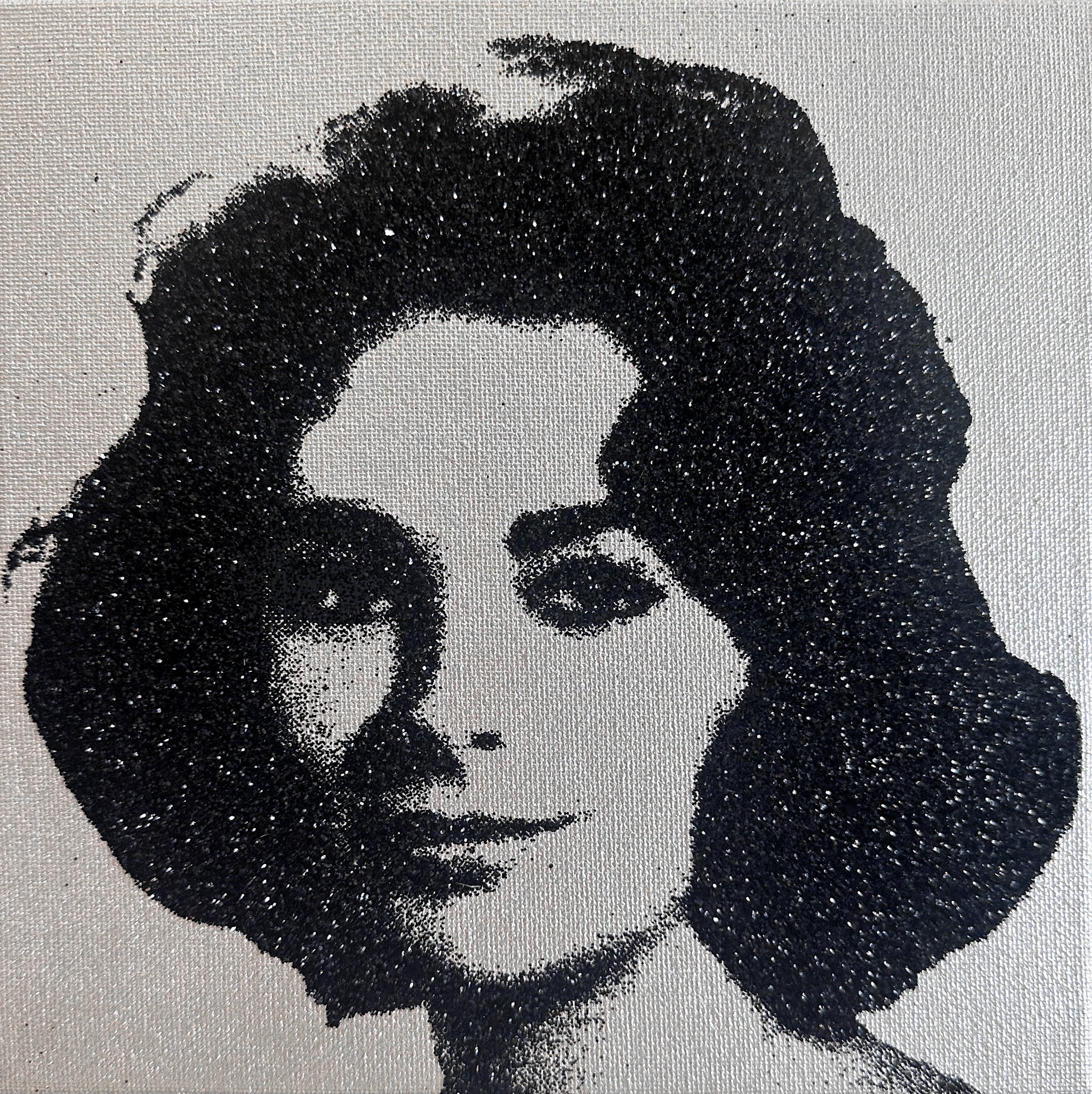 Liz Taylor (Silver) - Screenprint with Diamond Dust on Canvas 8" x 8"