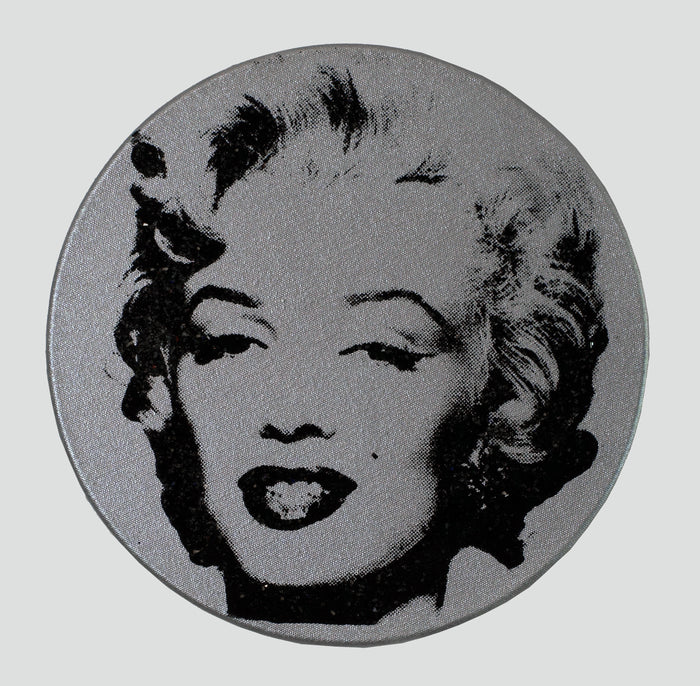 Marilyn Monroe (Silver Round) - Screenprint on Canvas